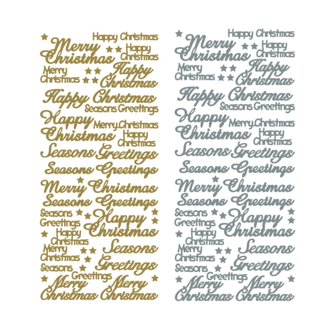 Mixed Christmas Greetings Stickers, Peel off Foiled Gold and Silver ...