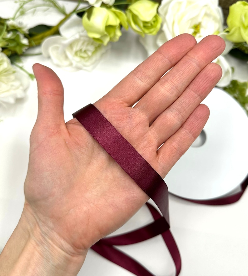 Burgundy Double Satin Ribbon, Rich Wine Red - 8 Widths in 1m to 20m - Etsy