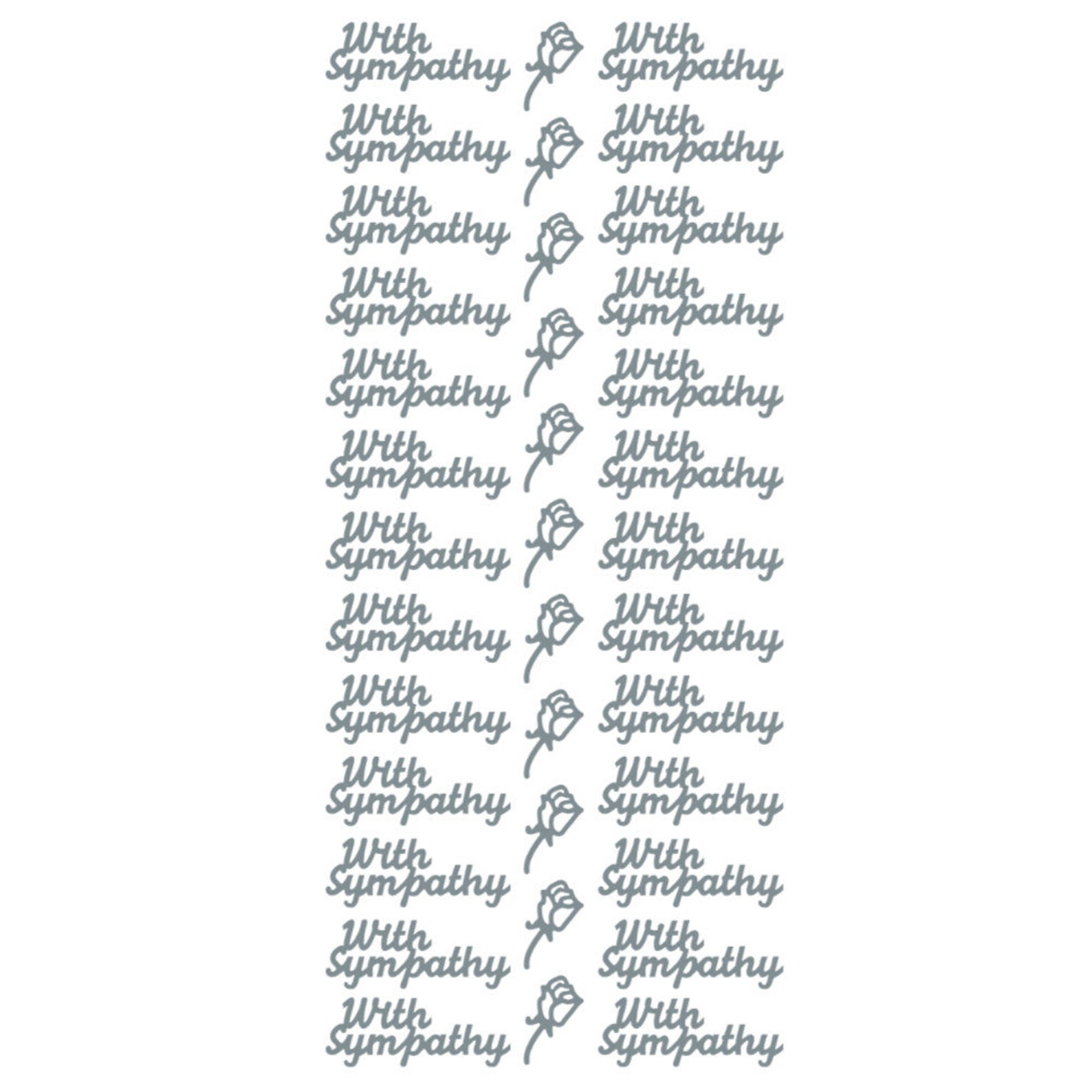 With Sympathy Sticker Sheet - Gold or Silver Peel off Stickers ...