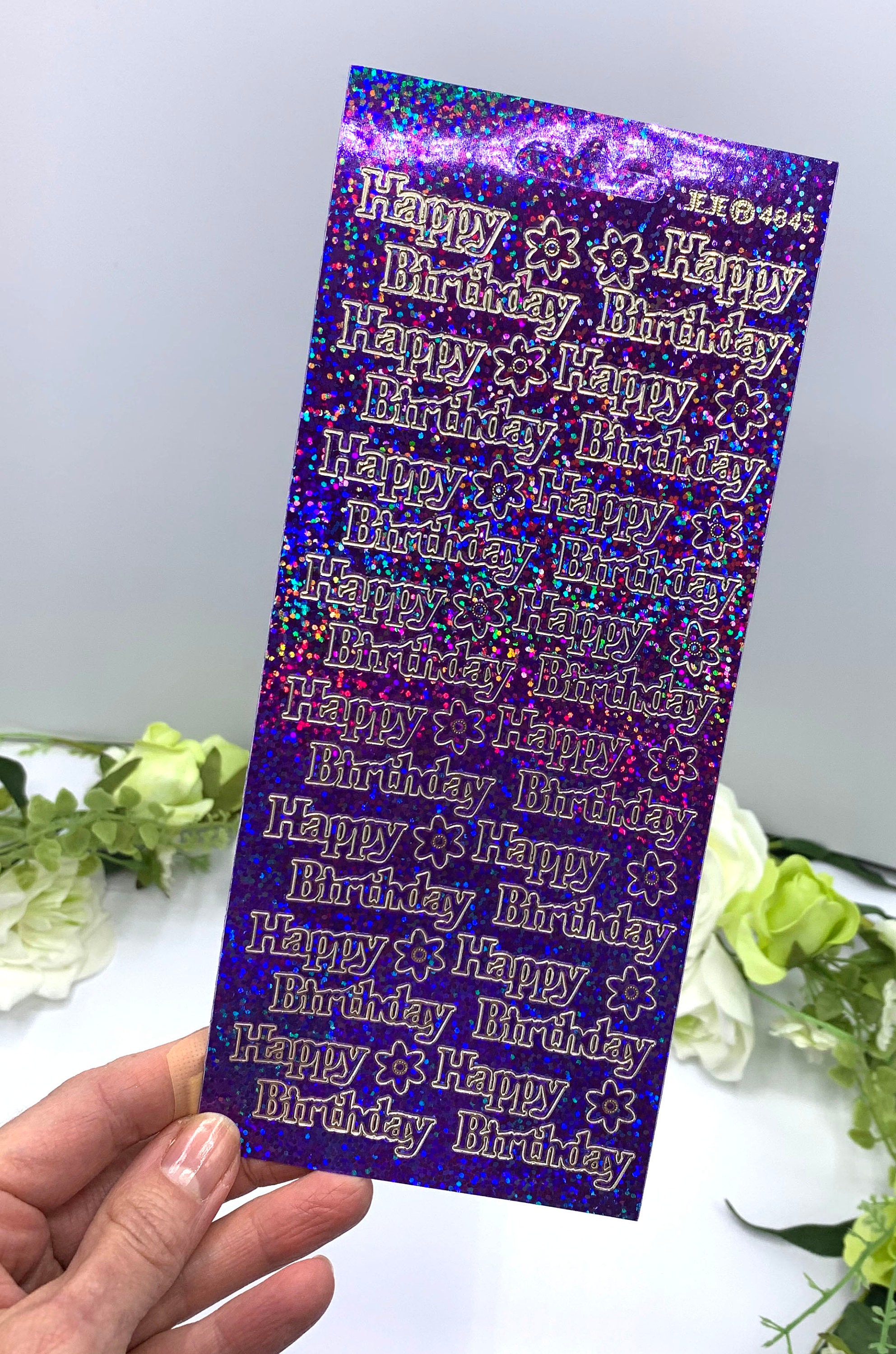Holographic Happy Birthday Stickers, Peel off Metallic Shimmer ...
