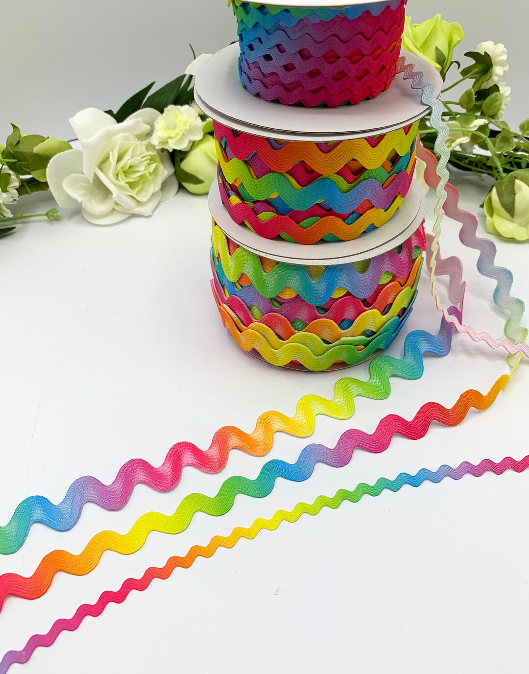Rainbow Ric Rac, 4mm, 10mm and 15mm Widths, Jumbo Ric Rac for Sewing ...