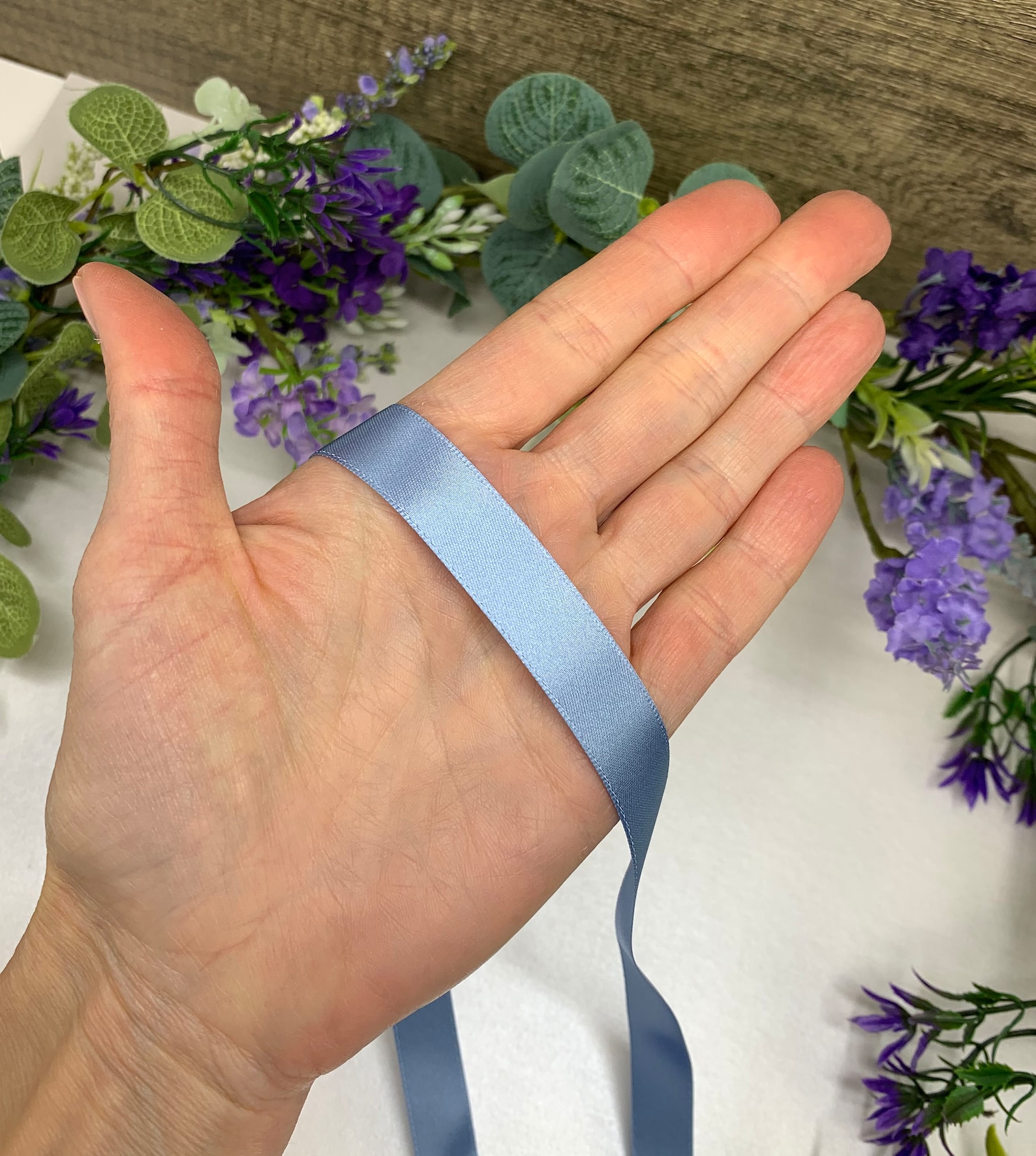 Dusty Blue Double Satin Ribbon Cornflower Blue Weddings - Etsy