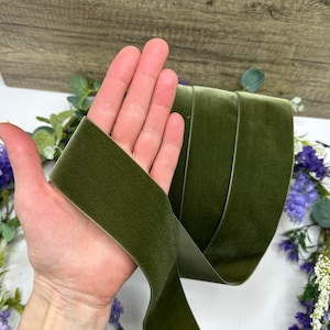 Dark Olive Green Velvet Ribbon for Weddings, Invites, Flowers and ...