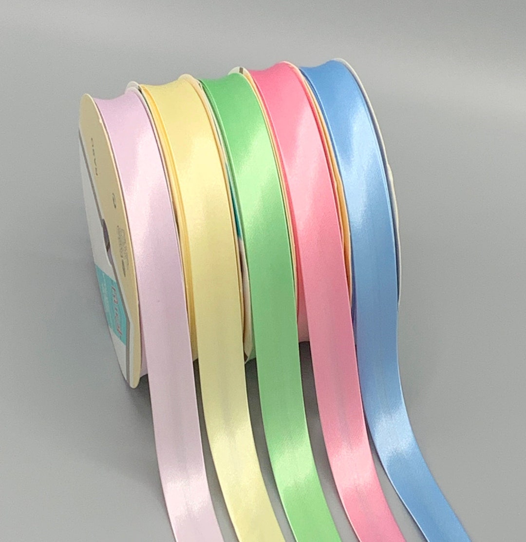 18mm Pastel Satin Bias Binding - Mint Green - Lemon Yellow - Soft Lilac ...