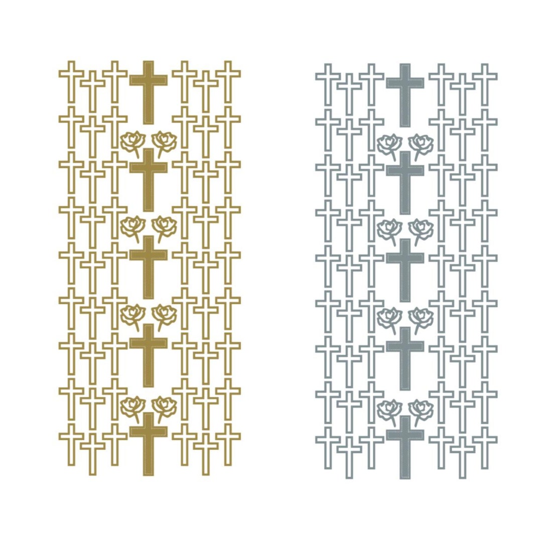 Peel off Cross Stickers - Foiled Silver or Gold Stick on Crosses ...