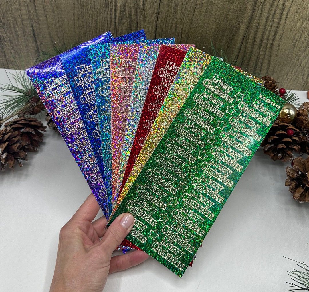 Holographic Merry Christmas Stickers, Peel off - 8 Metallic Colours - Etsy