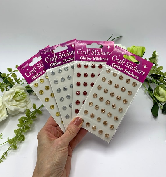 Round sparkly glitter gem stickers Gold Silver Red or | Etsy