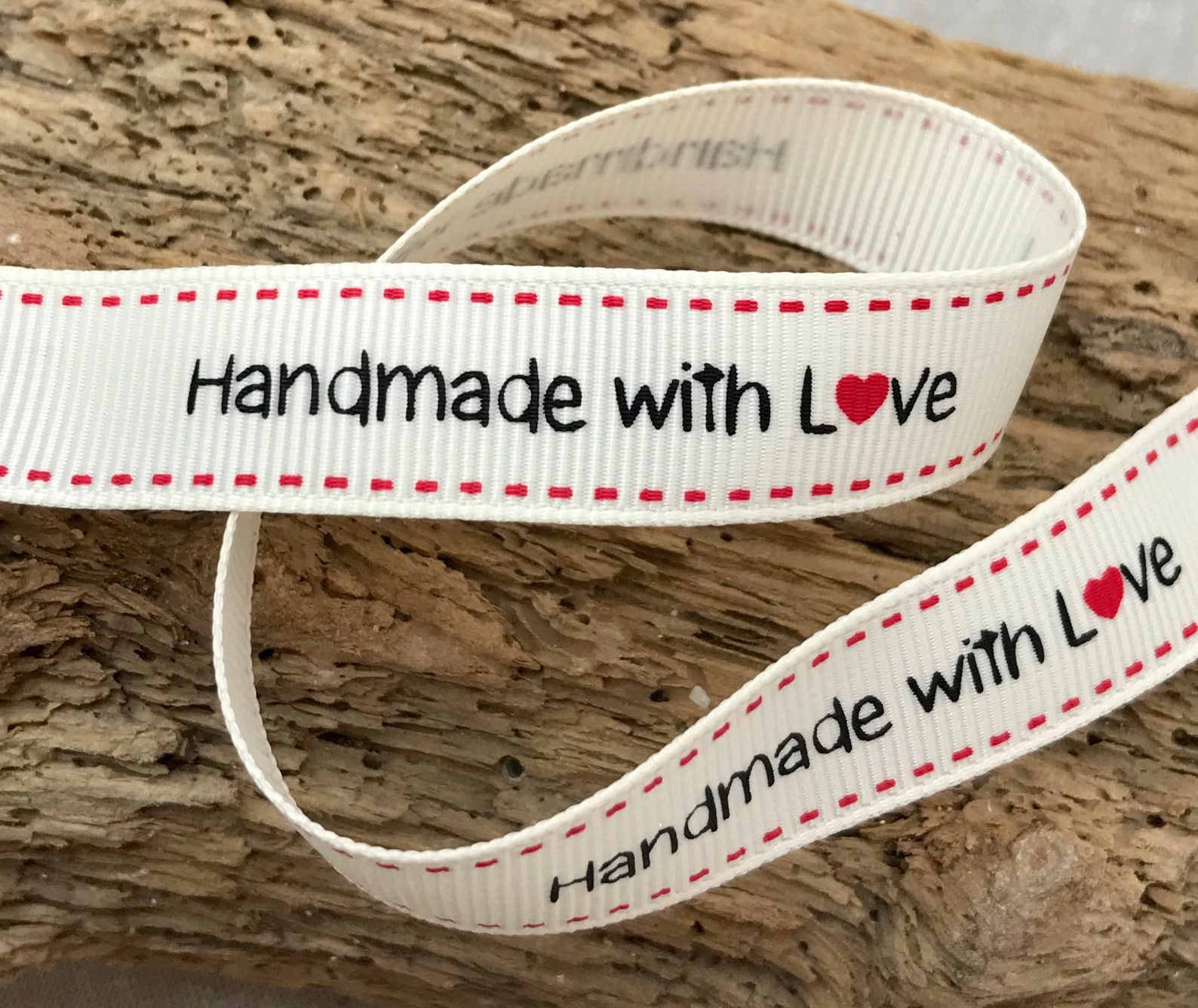 Sew in Fabric Labels, Handmade With Love Ribbon, 16mm White or Cream ...