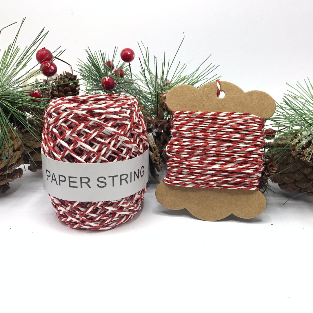 Red and White Paper String on Kraft Card Bobbin, 1mm Thick 2 Ply Eco ...