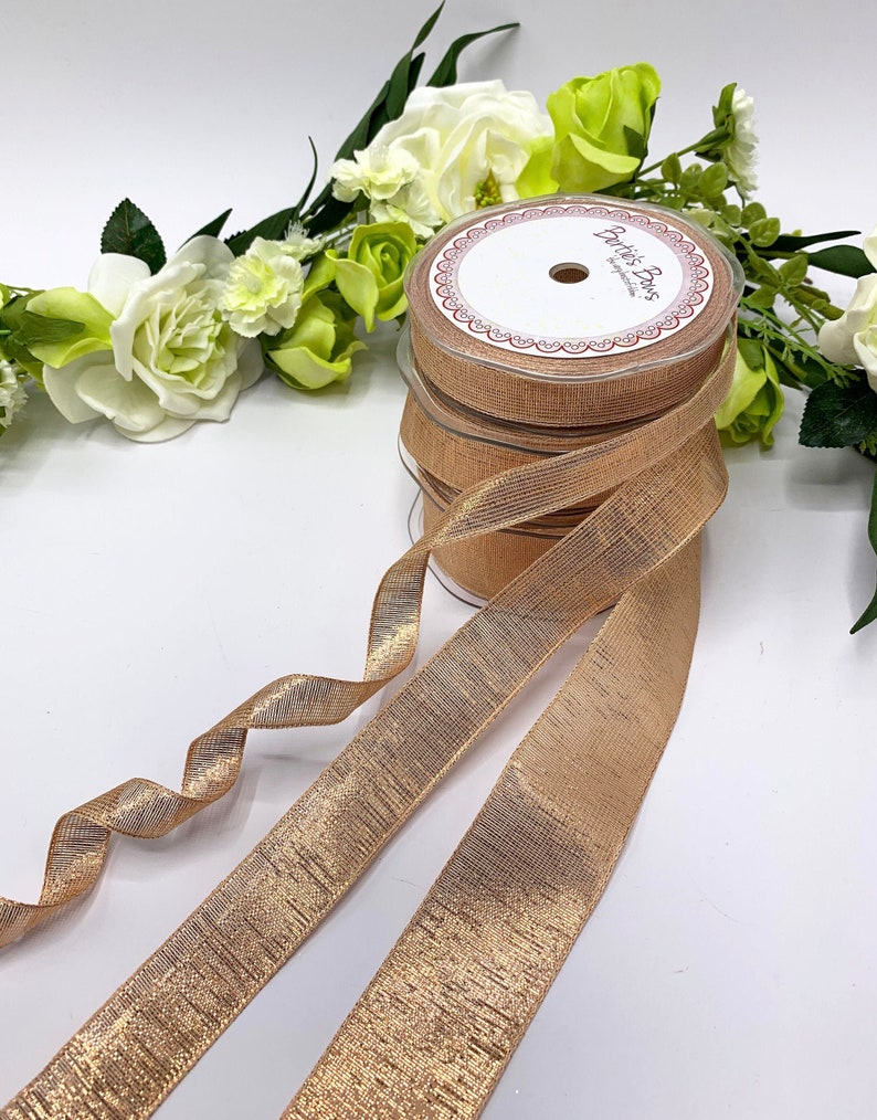 Wired Edge Rose Gold Ribbon Metallic Lame Mesh 3 Widths - Etsy Australia