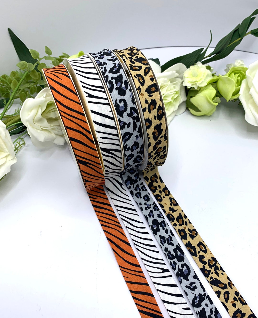 Animal Print Single Fold Bias Binding, 18mm 100% Cotton Edging Tape for ...