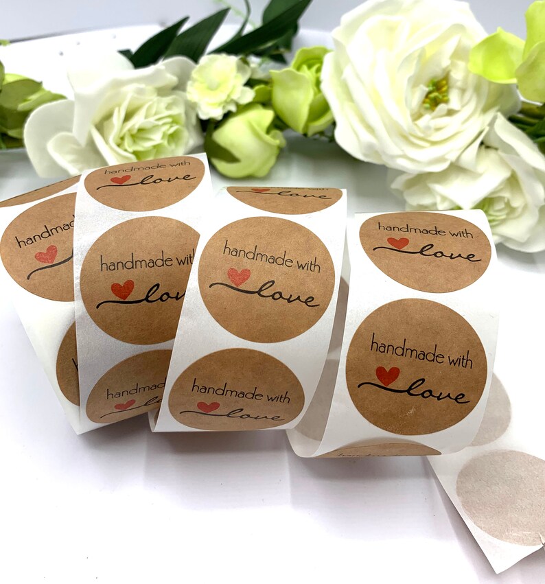 Handmade With Love Kraft Paper Stickers, Gift Packaging (5 Count) - Etsy