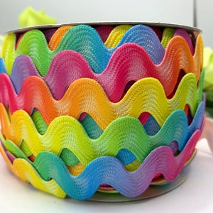 Rainbow Ric Rac, 4mm, 10mm and 15mm Widths, Jumbo Ric Rac for Sewing ...