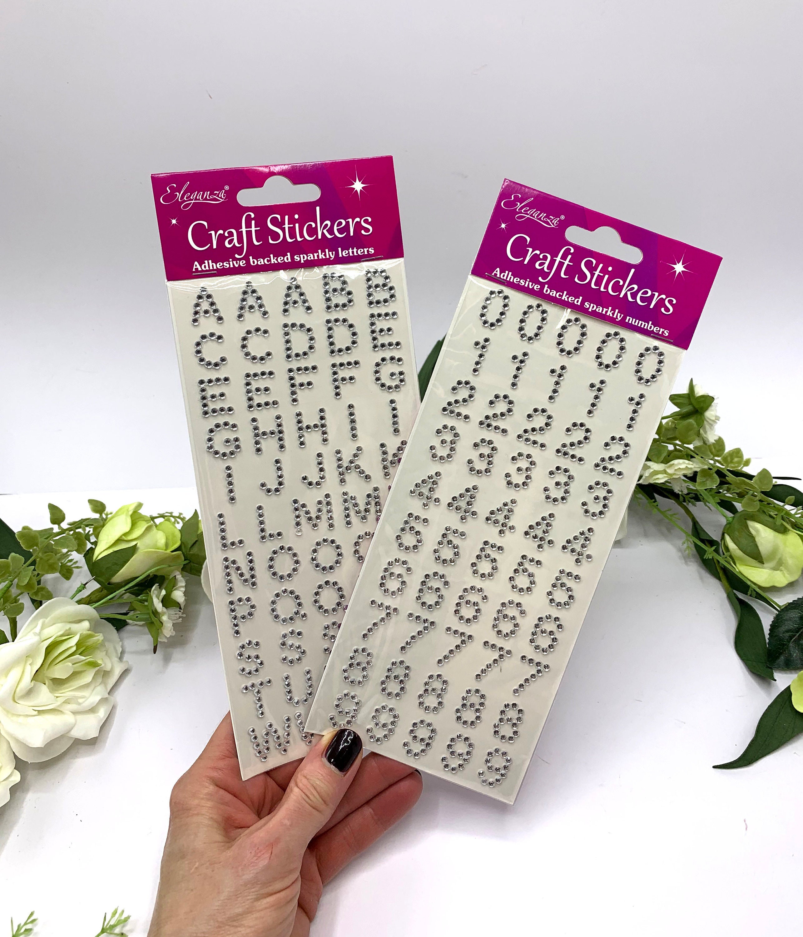Silver Diamante Alphabet or Number Stickers, Craft Embellishment (15mm ...
