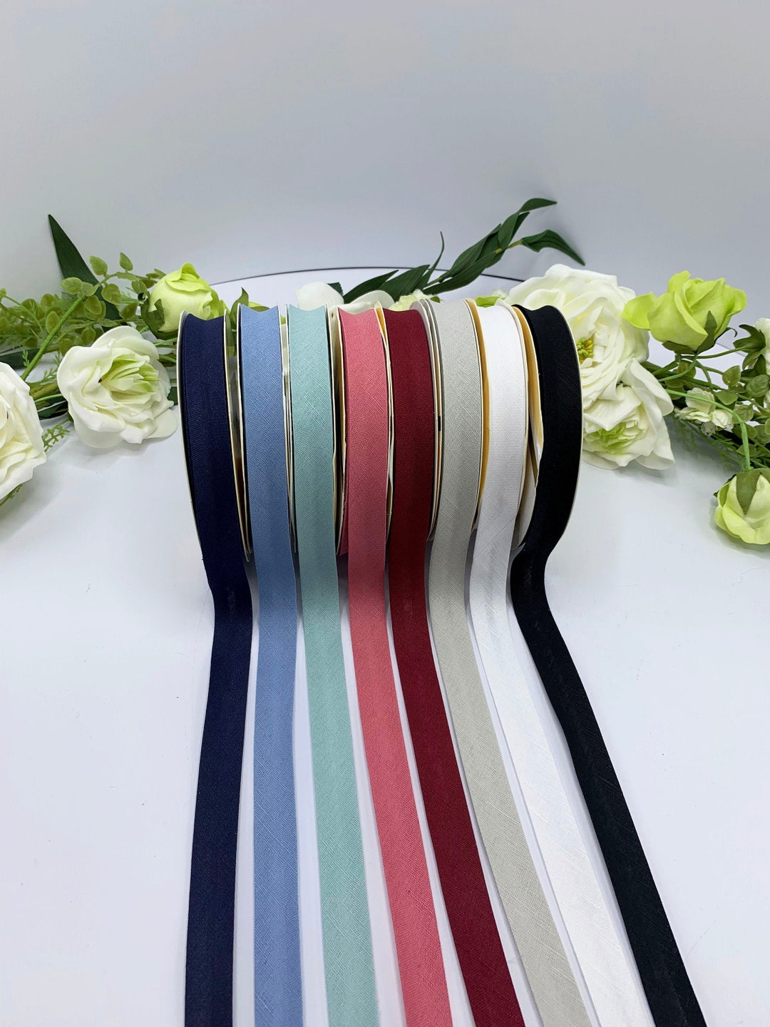 3/4" Linen Bias Binding, Single Fold Seam Binding Tape in Dusty Pink ...