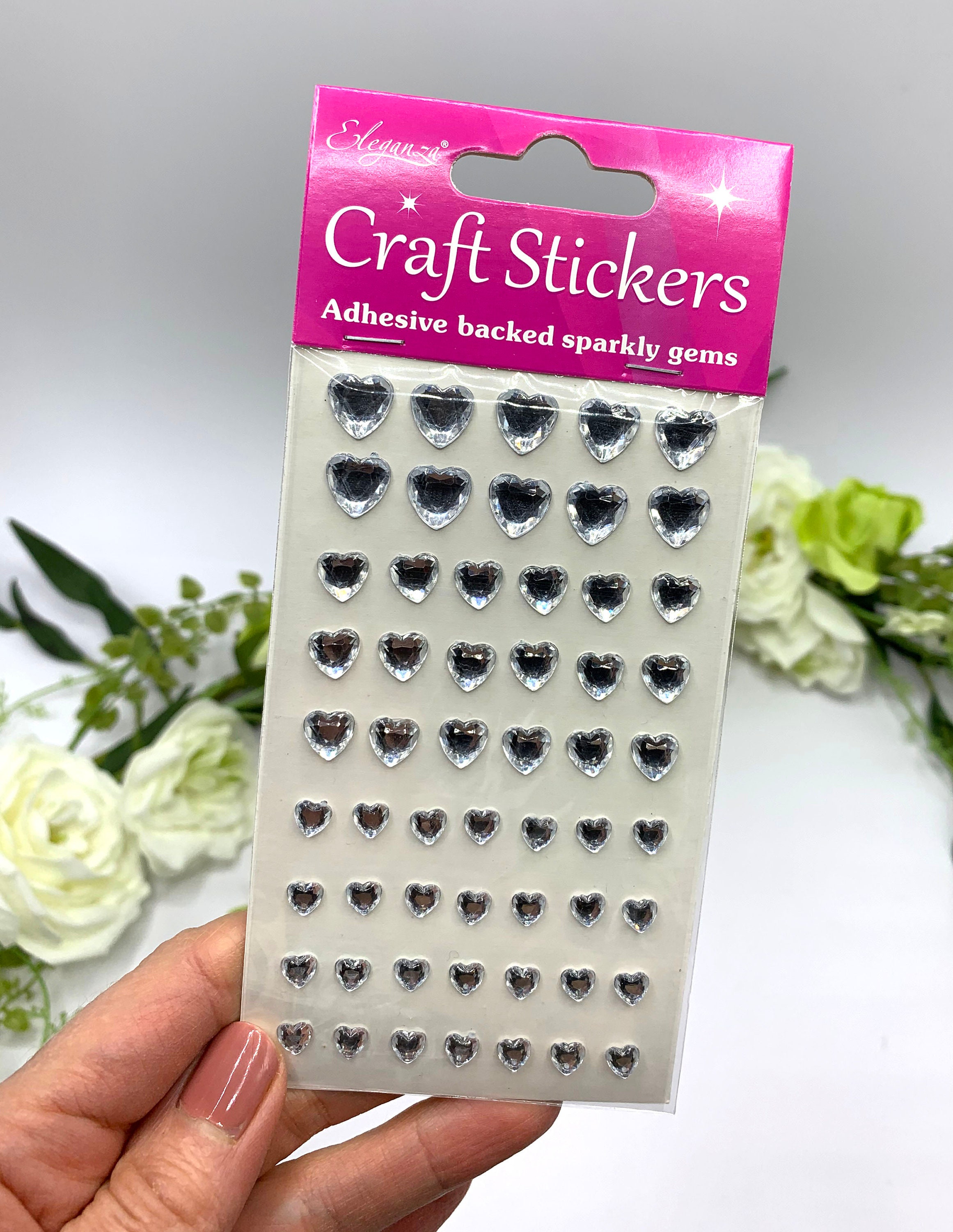 Diamante Heart Stickers, Gold Silver Red, Craft Embellishments (56 ...