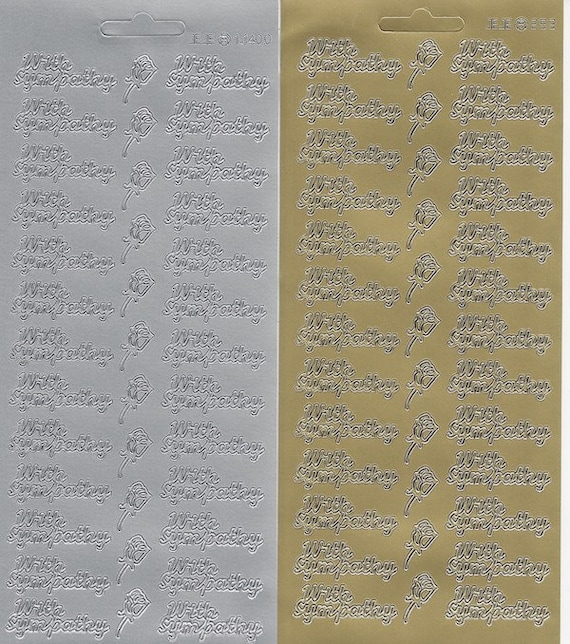 With Sympathy Sticker Sheet Gold or Silver Peel off Stickers | Etsy UK