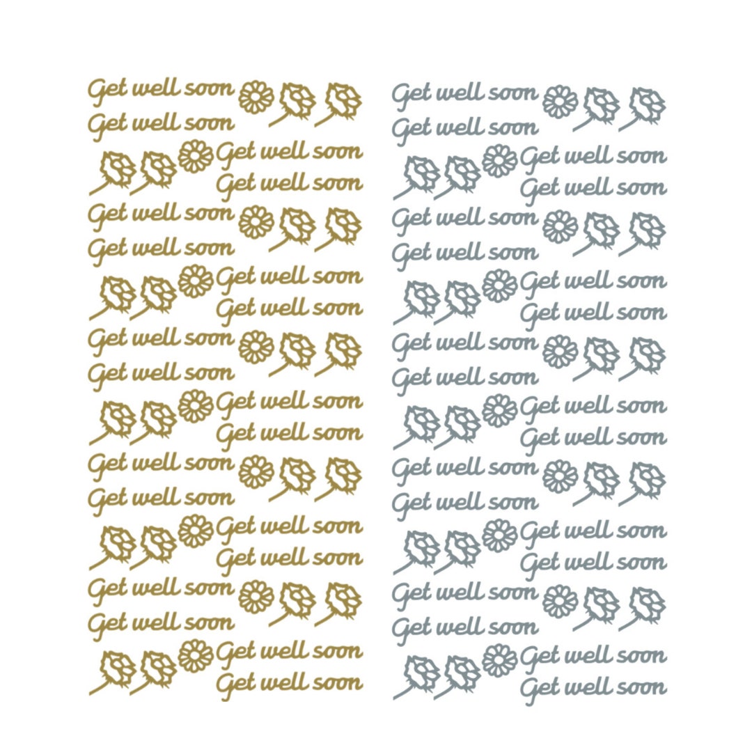 Get Well Soon Peel off Stickers, 20 Gold or Silver Home Made Greetings ...