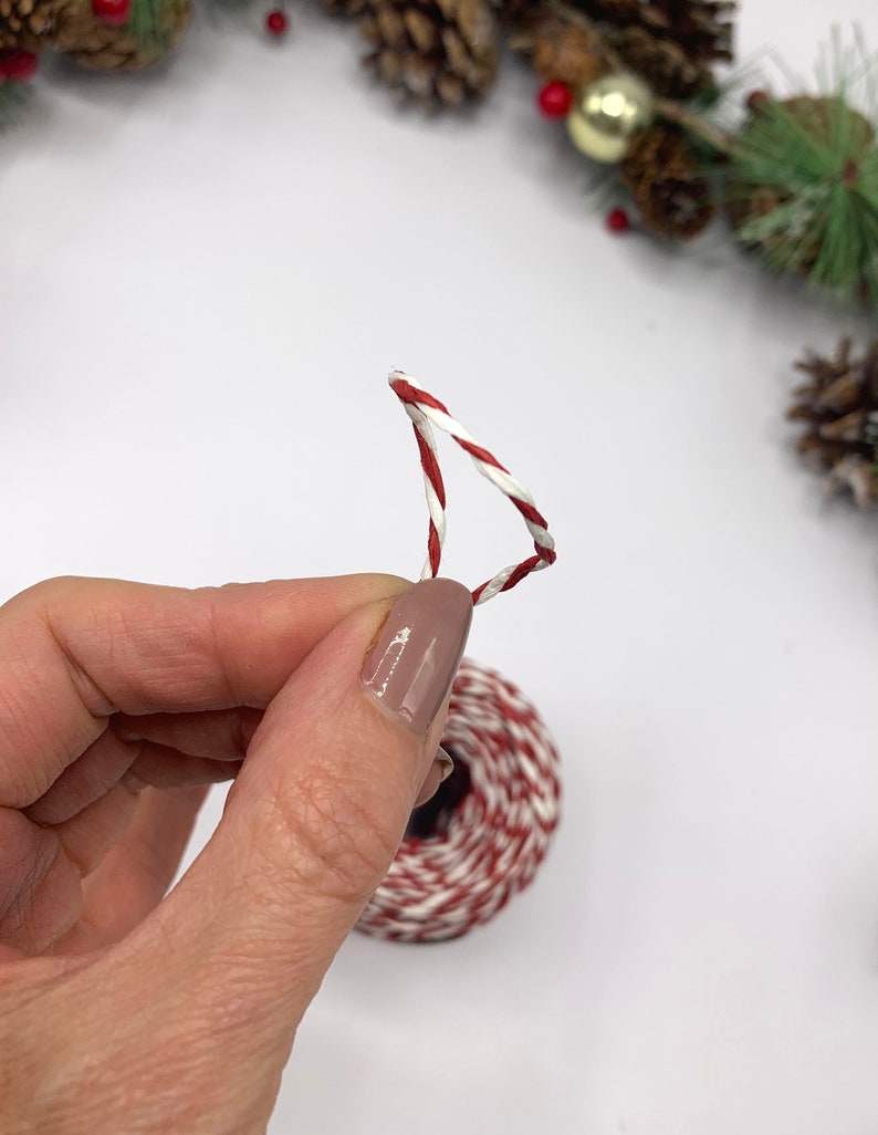 Red and White Paper String on Kraft Card Bobbin 1mm Thick 2 - Etsy UK