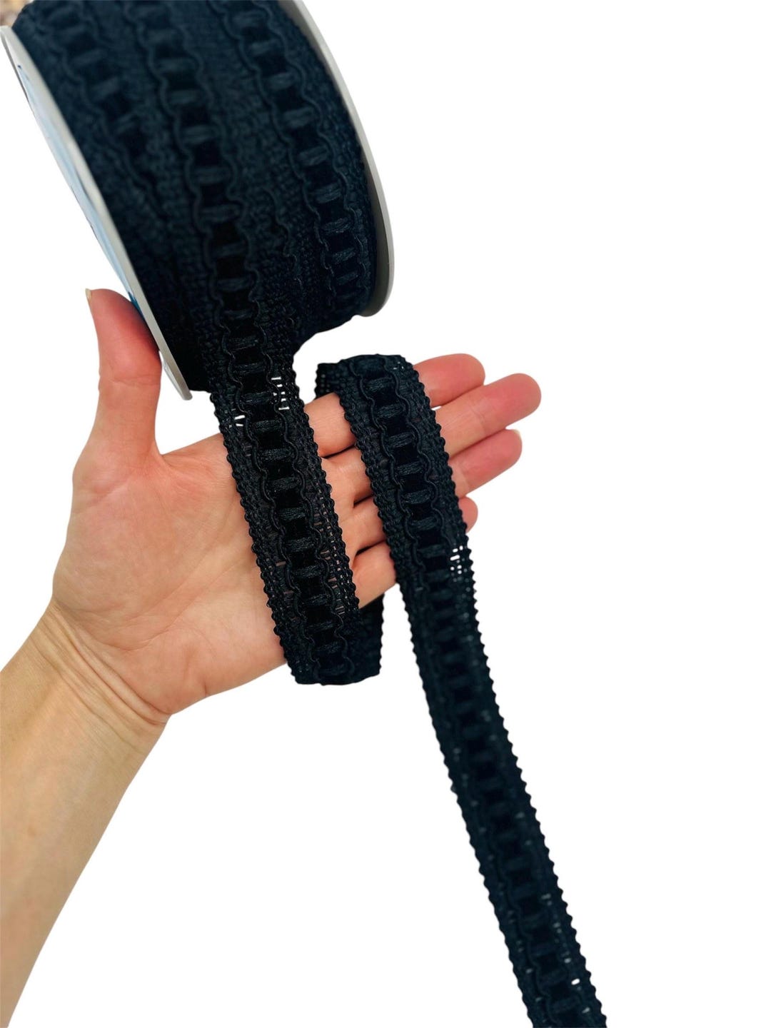 3cm Black Velvet Decorative Gimp Braid for Soft Furnishings, Blinds ...