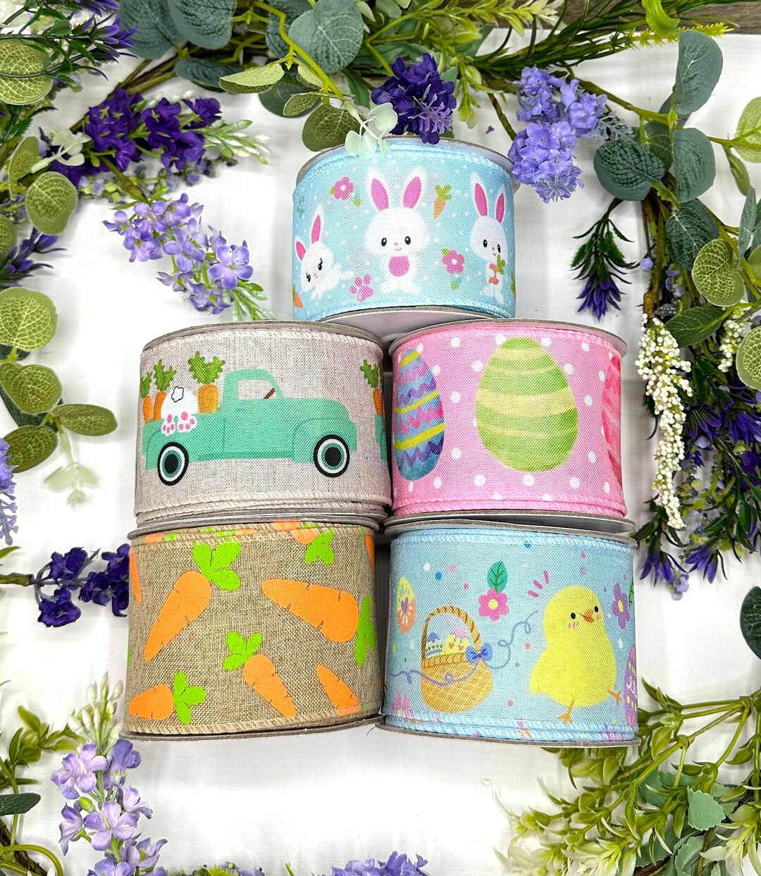 2.5 Inch Wired Easter Ribbon Trim for Bows, Door Wreaths and Florist ...