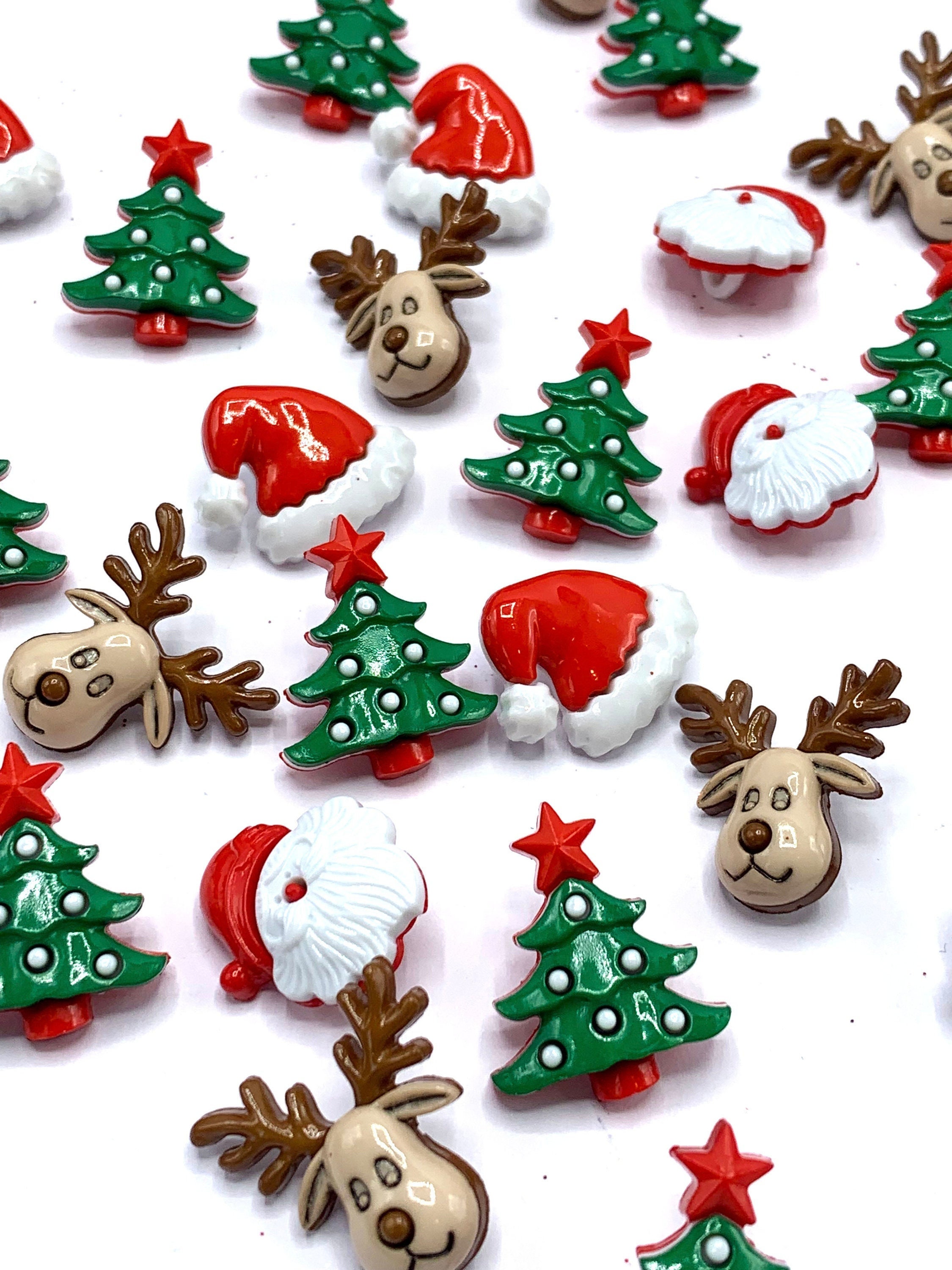 Christmas Buttons Reindeer Santa Clause Christmas Tree and - Etsy