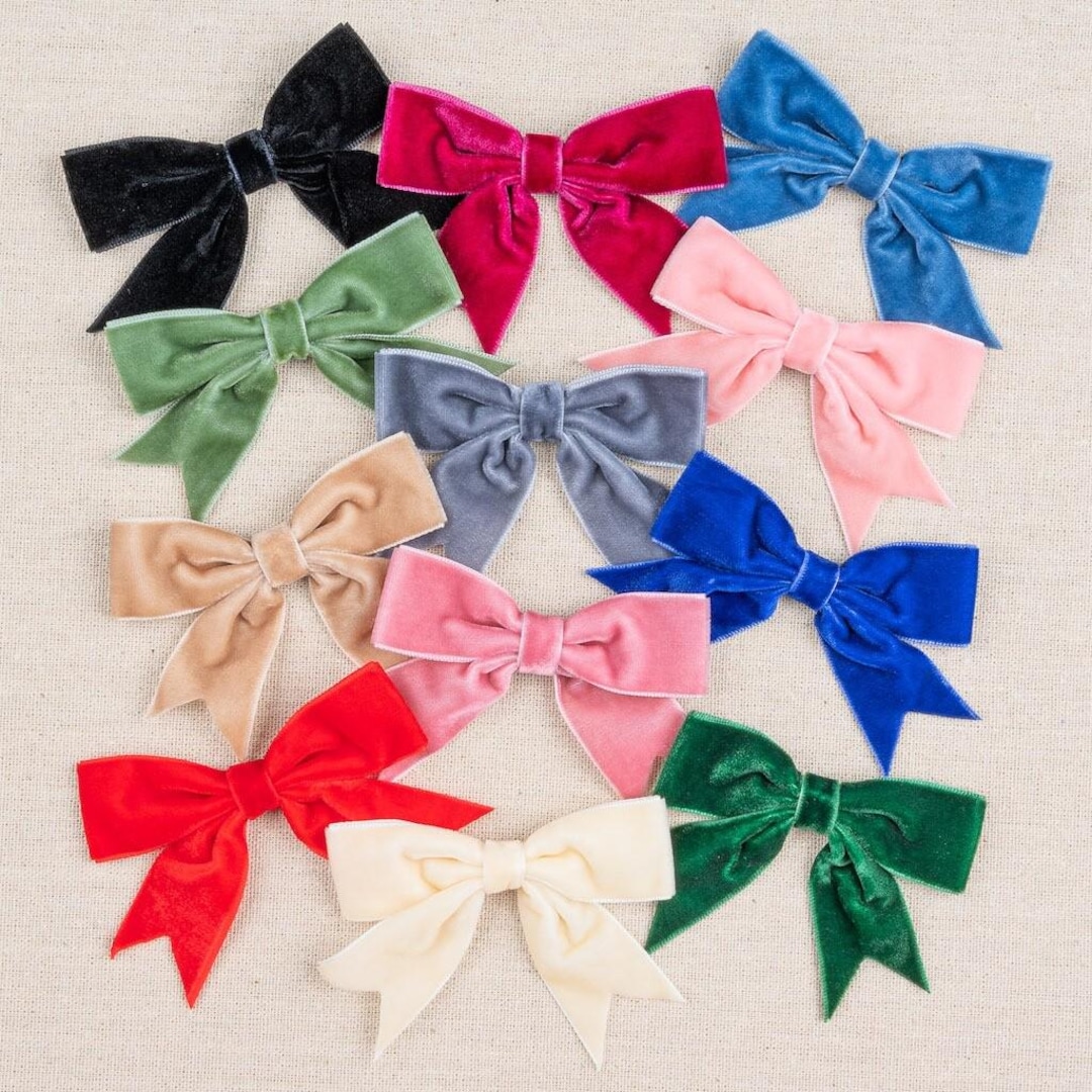 Velvet Bows, Pre-tied 1 Inch Wide in 11 Colours - 9cm X 6cm - Etsy UK