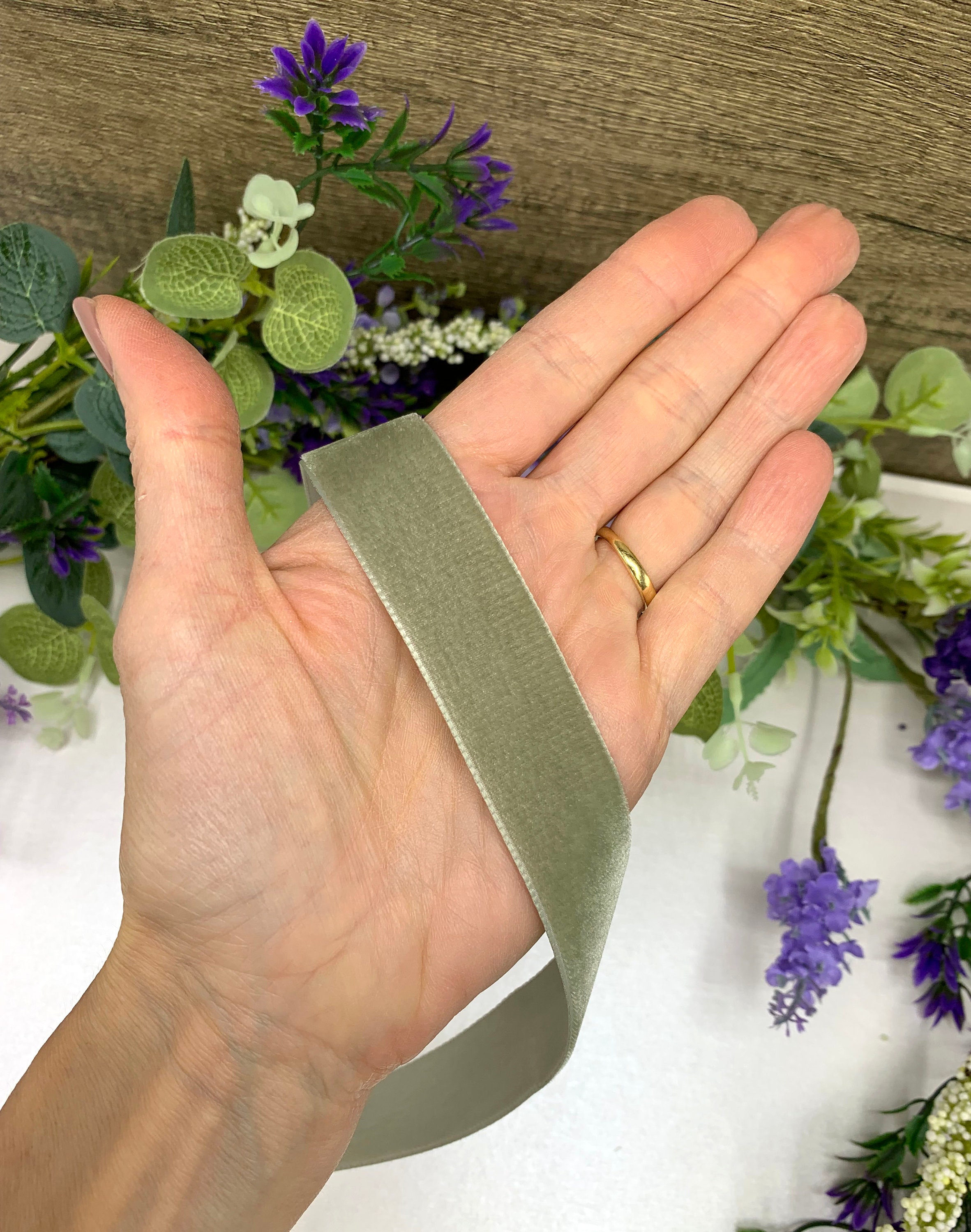 Sage Green Velvet Ribbon for Weddings Invites Flowers and - Etsy