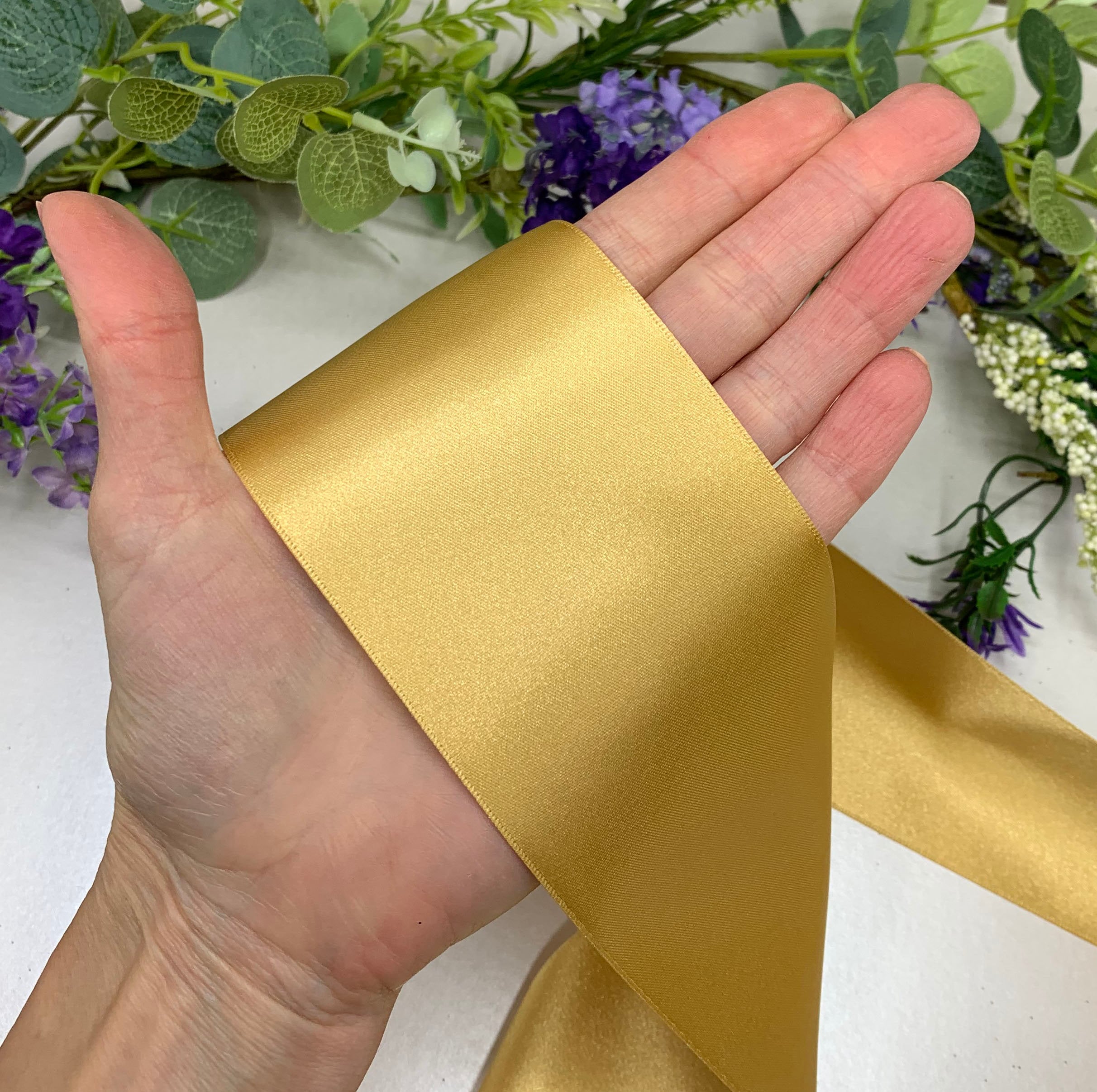 Gold Double Sided Satin Ribbon RECYCLED Eco Friendly - Etsy UK