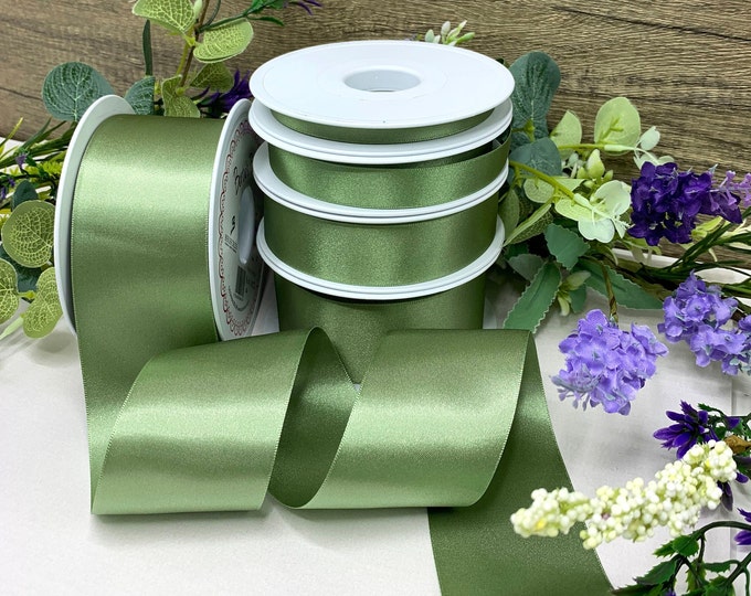 Sage Green Double Satin Ribbon Premium Quality in 6 Widths - Etsy