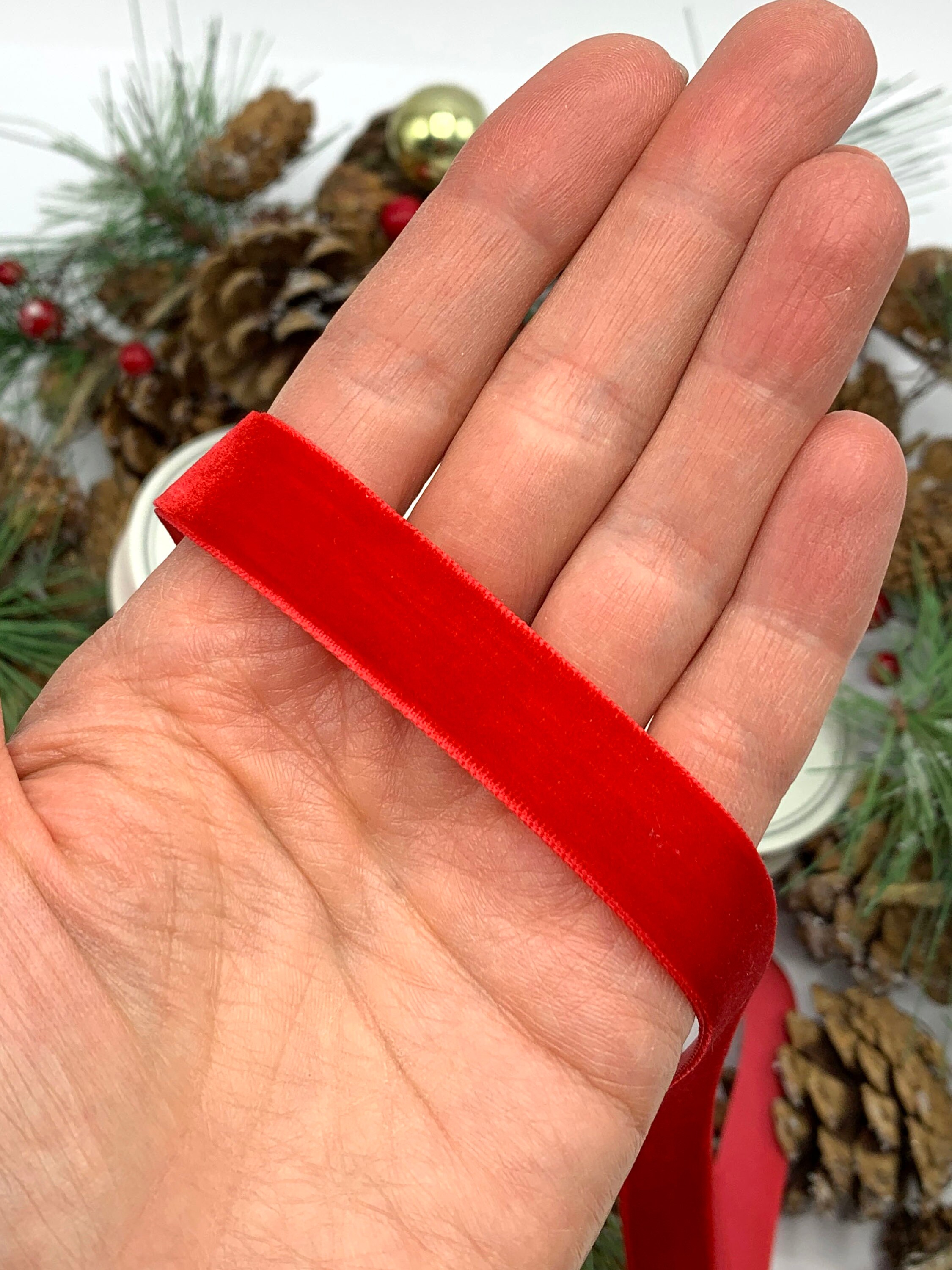 Scarlet Red Velvet Christmas Ribbon 3 Widths 9mm 16mm 22mm - Etsy UK