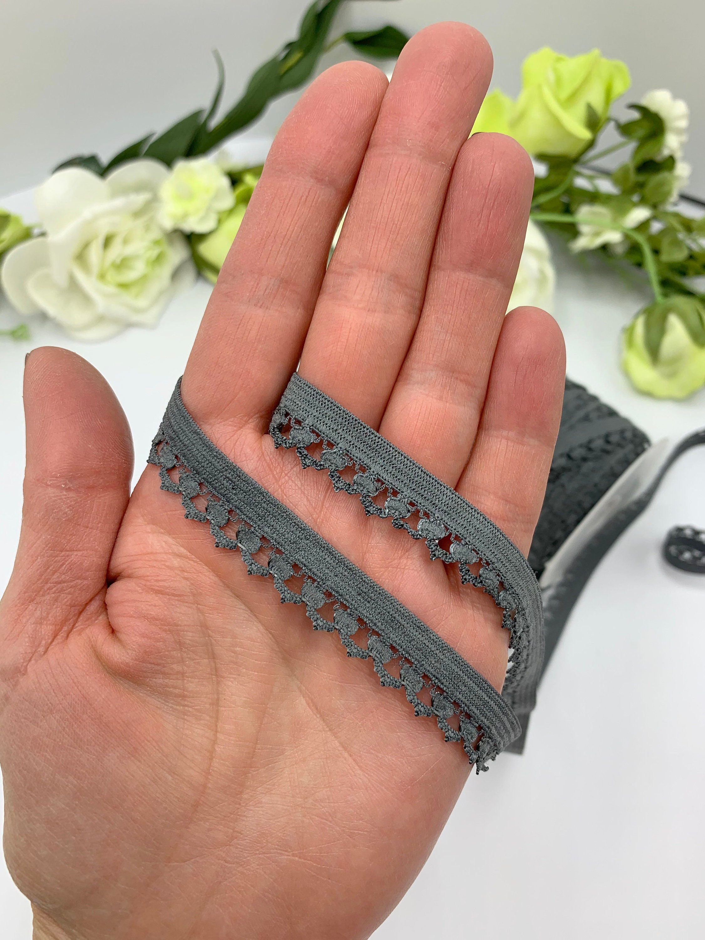 12mm pretty lace edge elastic for lingerie fancy elasticated | Etsy