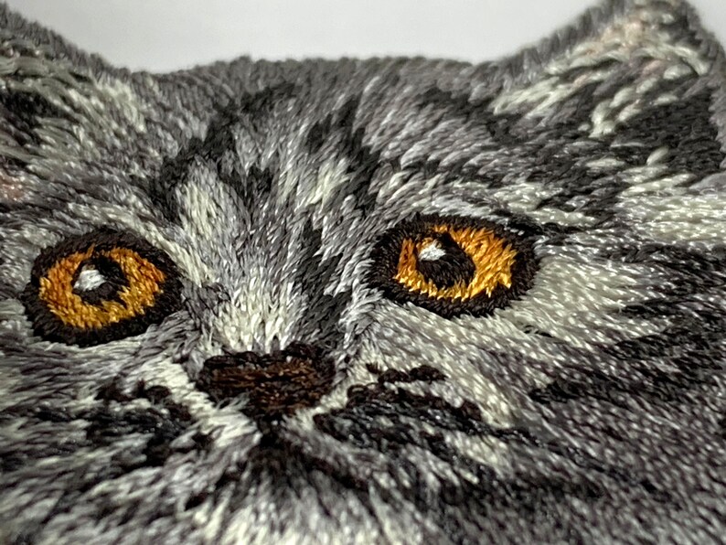 Cat Patch Cute Small Silver Grey Embroidered Tabby Cat Face - Etsy UK