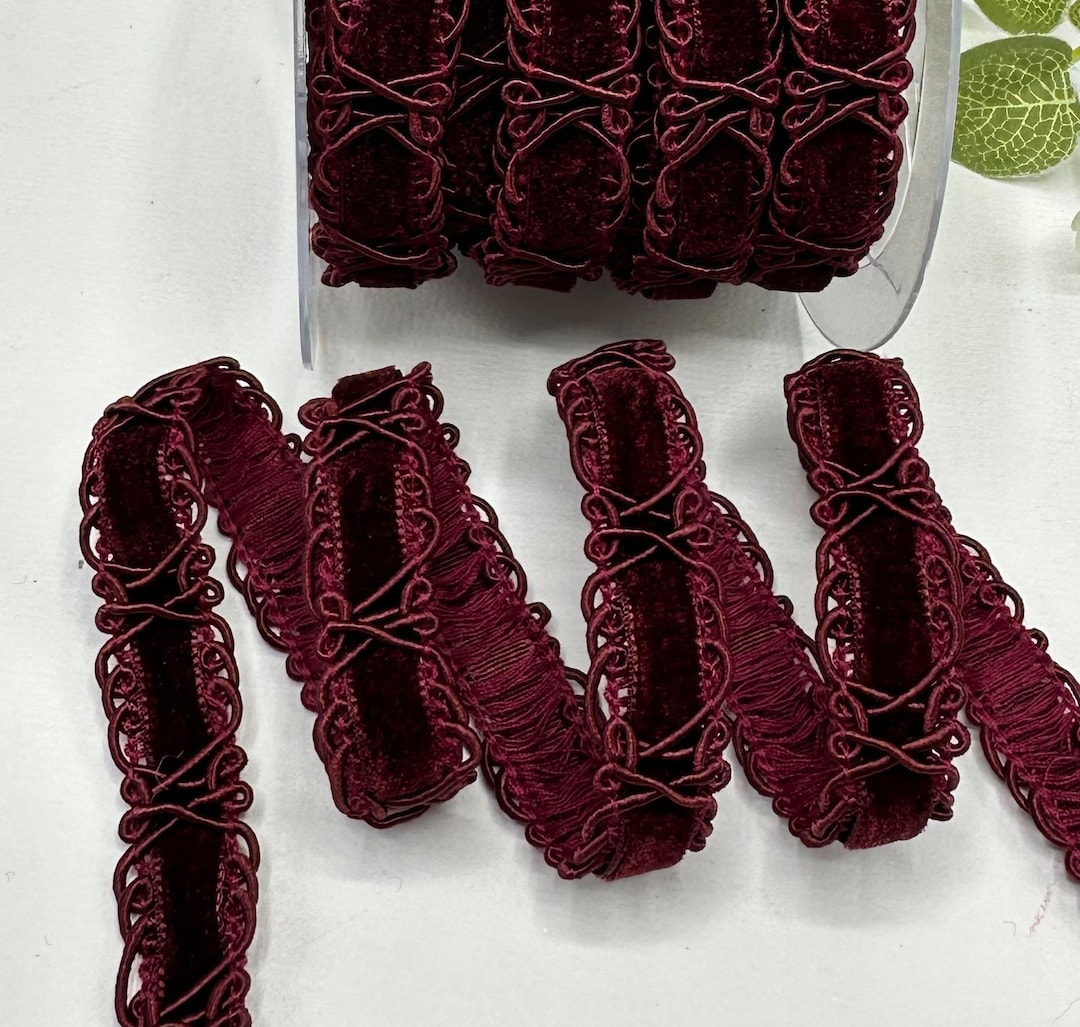 Burgundy Red Velvet Trim Chenille Upholstery Braid 5/8" 16mm Wide - Etsy