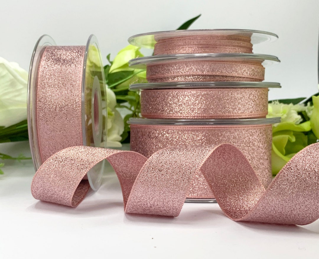 Rose Gold Ribbon, Rustic Rose Gold Lame Trim, 5 Widths From Narrow to ...