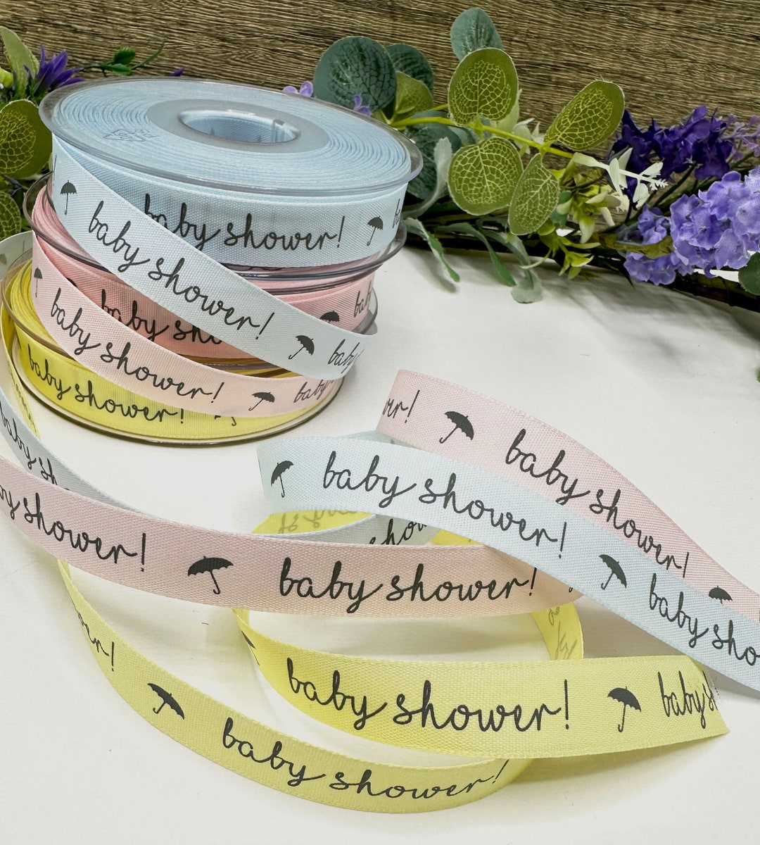 Baby Shower Ribbons in Pink Blue and Yellow, Cute New Baby ...