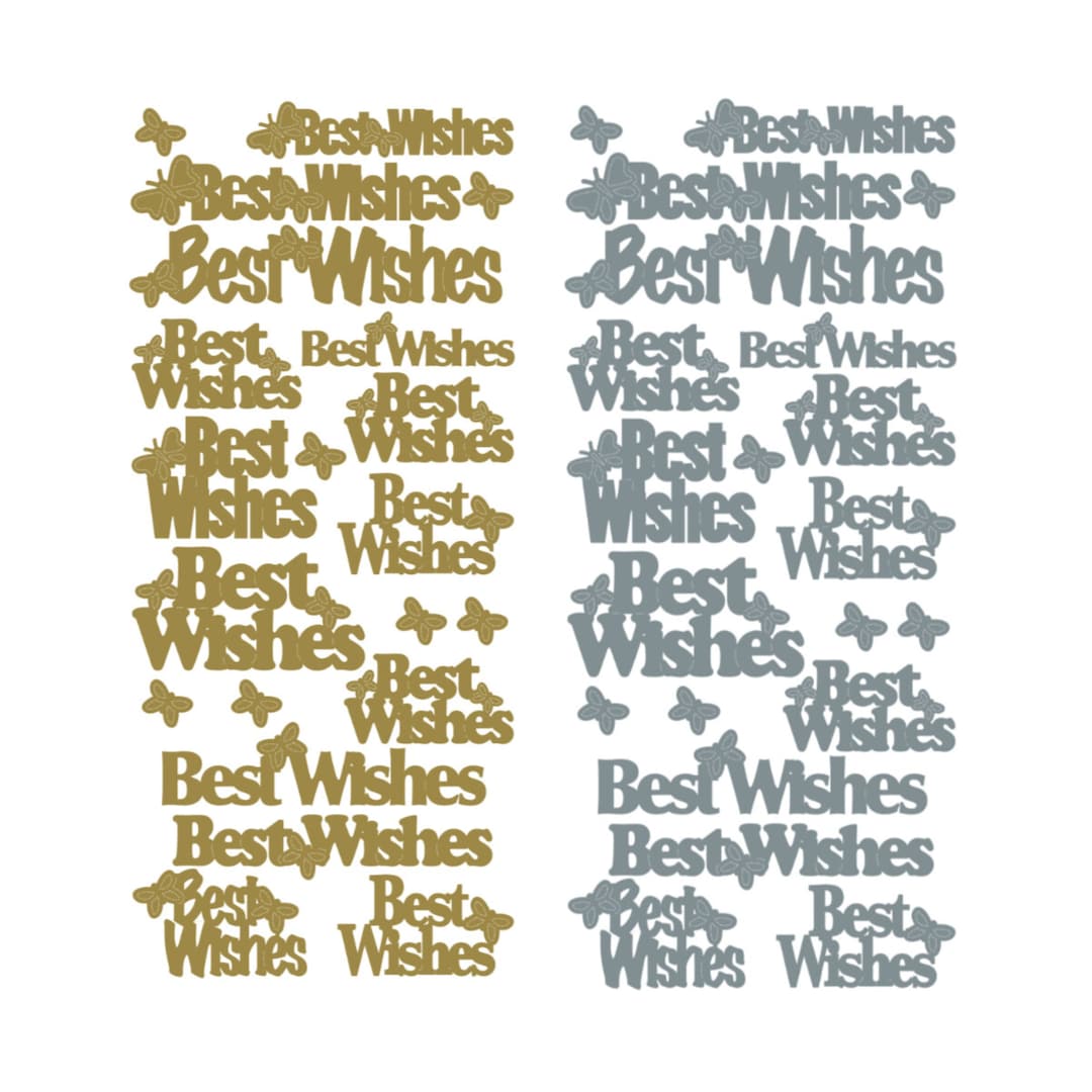 Best Wishes Sticker Sheet - Gold or Silver Peel off Stickers - Greeting ...