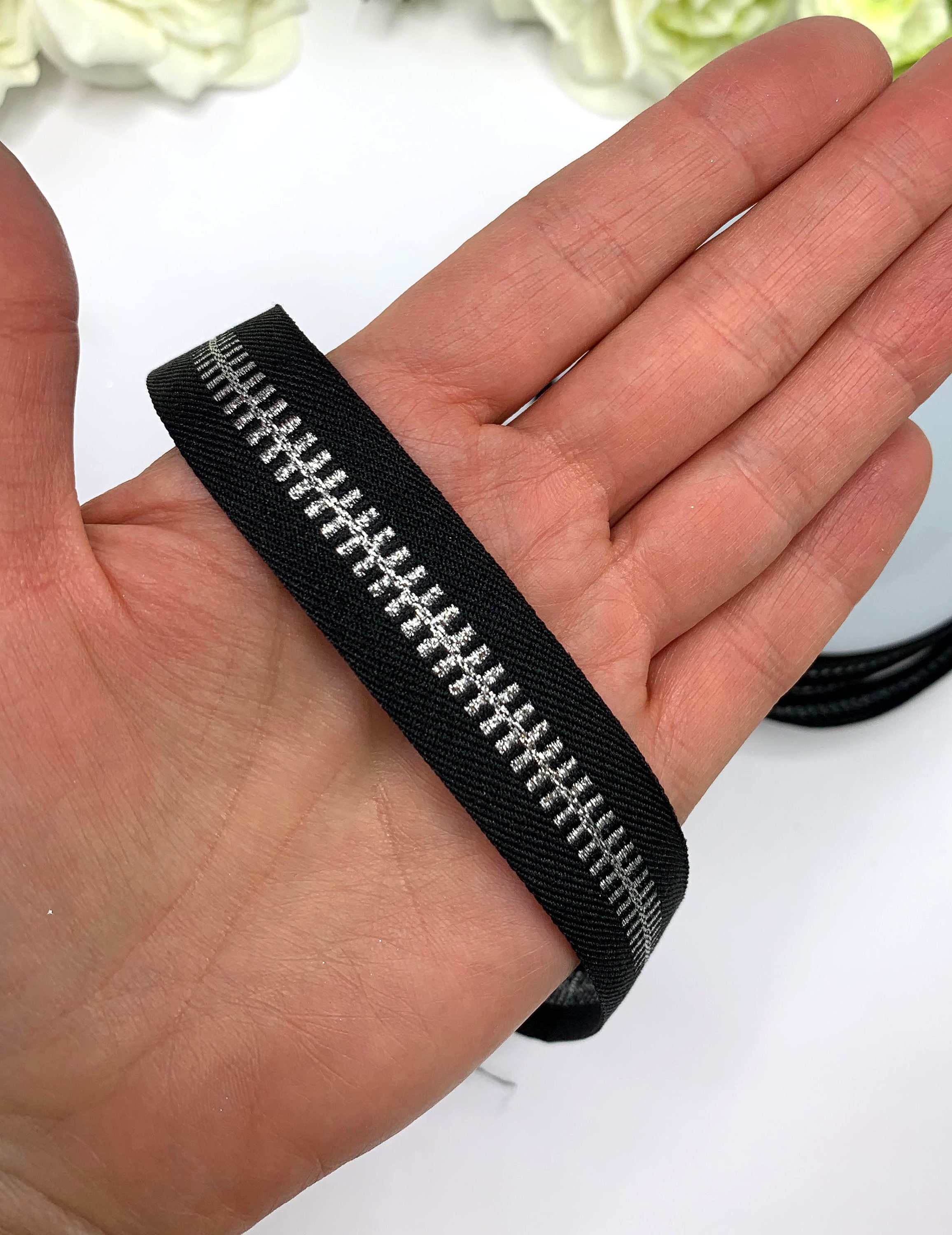 Faux zipper tape double sided black twill tape with woven zip | Etsy