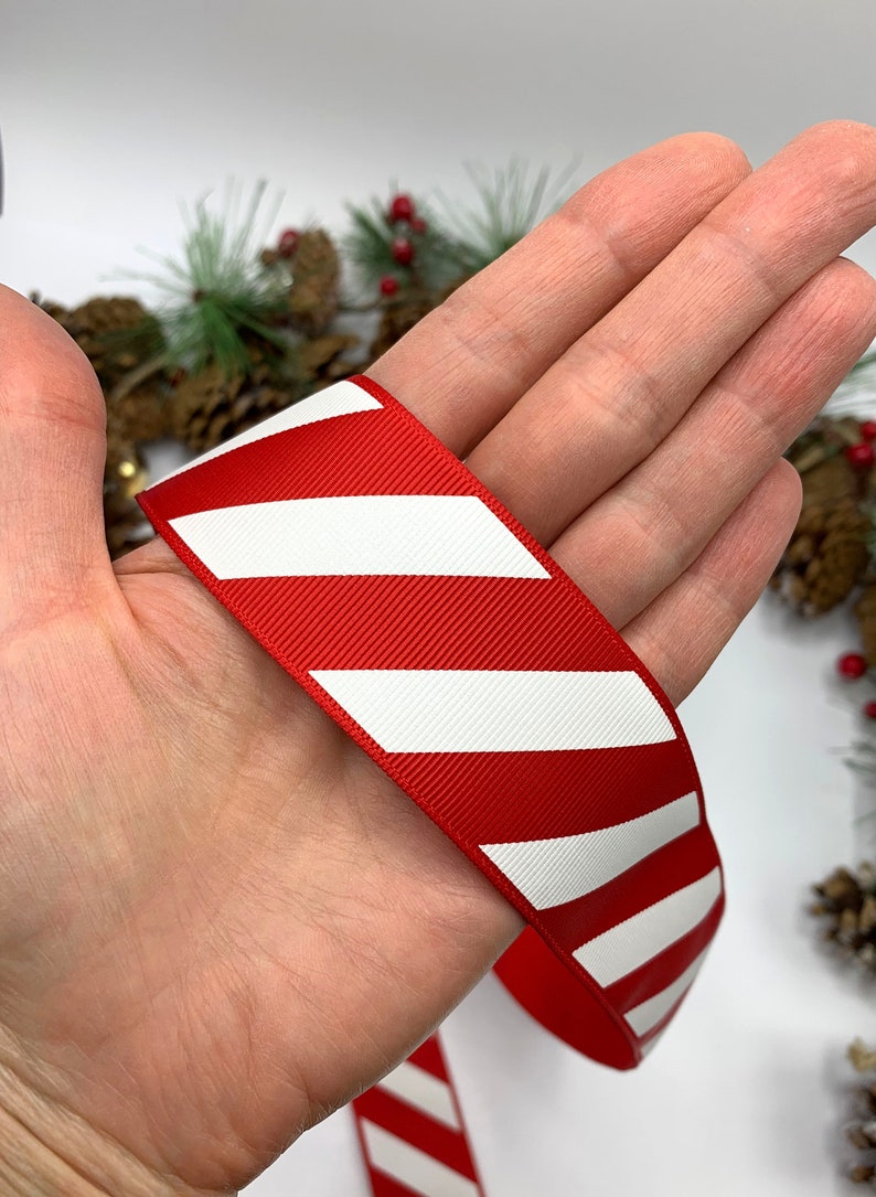 Christmas Ribbon Red & White Candy Stripe Ribbon 1/8 - Etsy