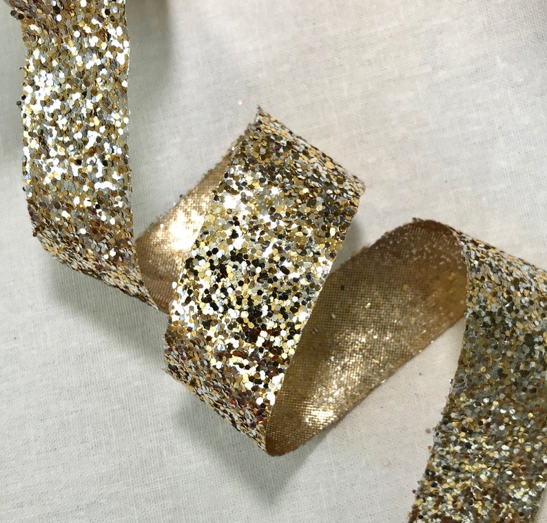 Sparkly Glitter Ribbon Metallic Christmas Trim Red Gold - Etsy