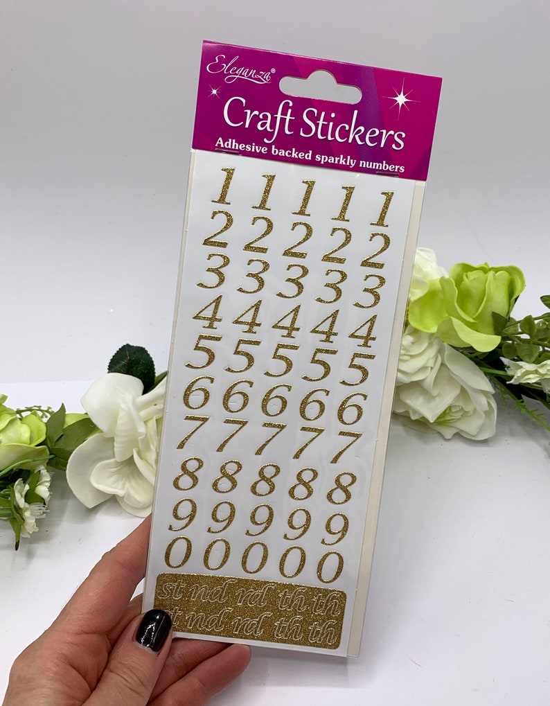 Glitter Number Stickers Rose Gold Gold Silver Sparkly | Etsy