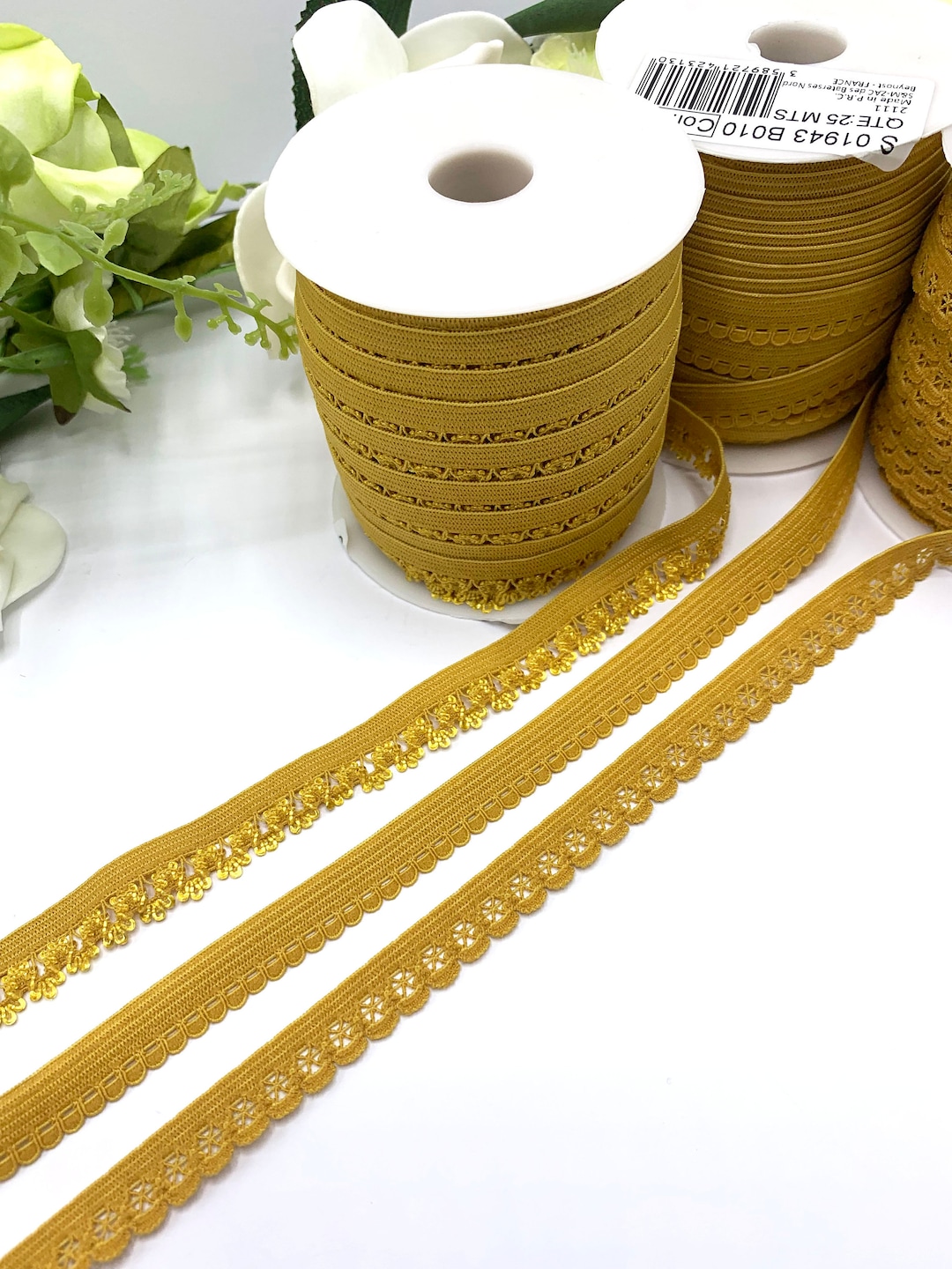 Mustard Gold Lingerie Elastic, Bra Strap, Picot Lace Edging, Underwear ...