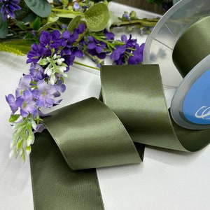 Olive Green Double Satin Ribbon in 7 Widths, Wedding Sash, Hair and ...