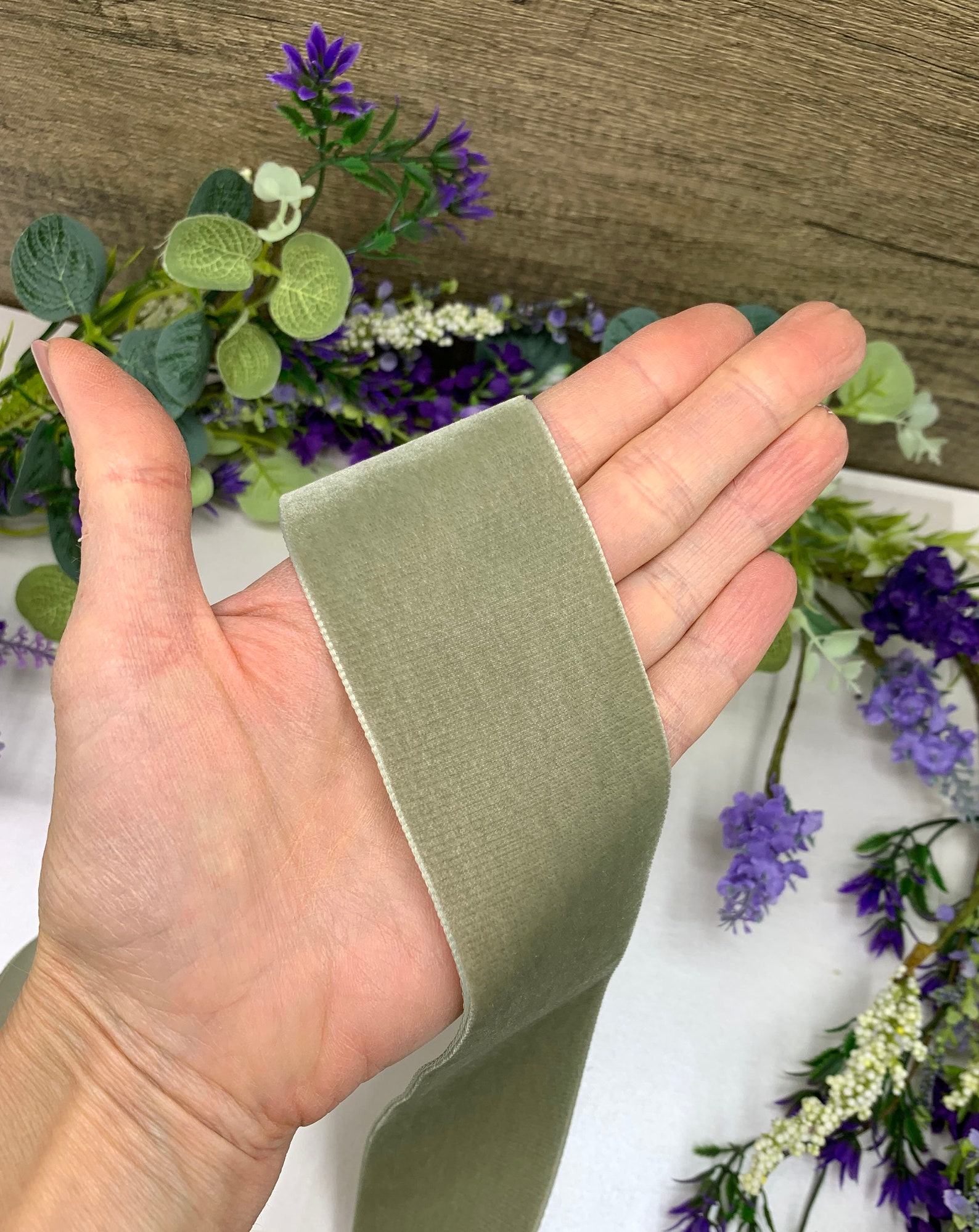 Sage Green Velvet Ribbon for Weddings Invites Flowers and - Etsy