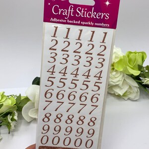 Glitter Number Stickers, Rose Gold, Gold, Silver Sparkly Script Number ...