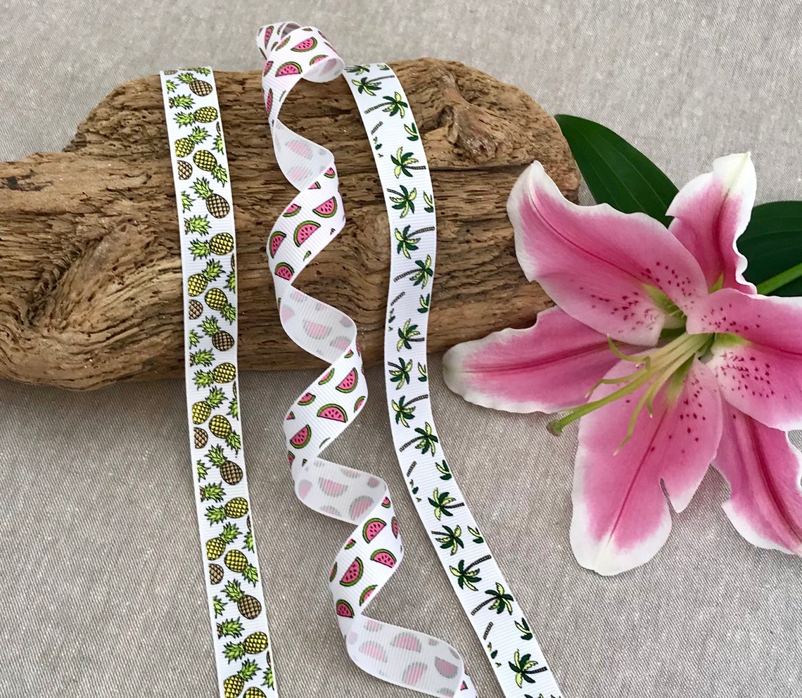 Tropical Ribbons Pineapple Ribbon and Palm Tree Ribbon 5/8 | Etsy