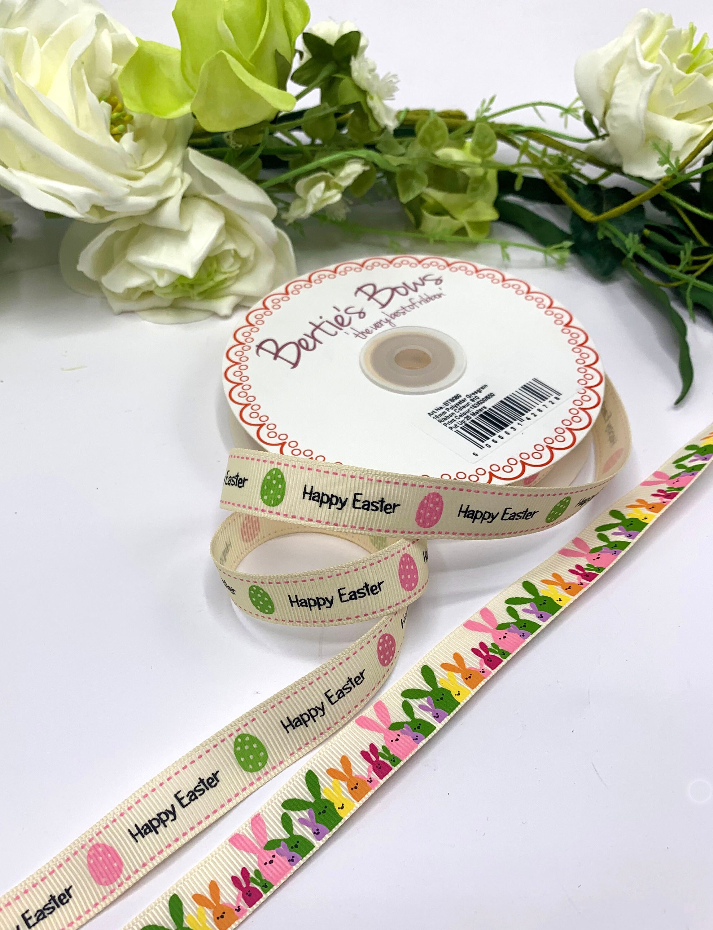 Easter Ribbons Happy Easter Eggs and Bright Bunnies - Etsy UK