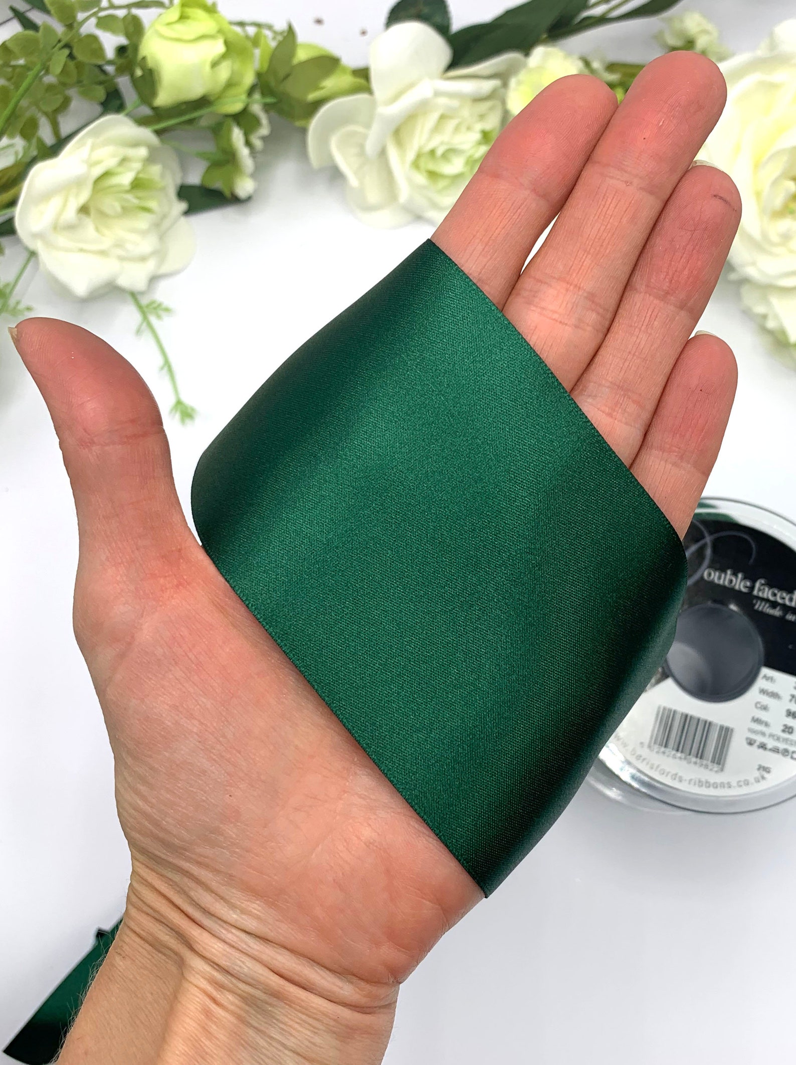 Dark Green Satin Ribbon Quality Forest Green Double Faced | Etsy UK