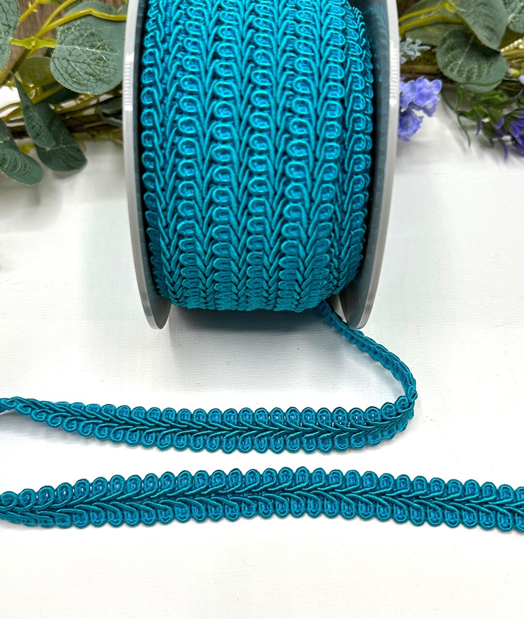 Turquoise Blue Upholstery Trim, 15mm Scrolled Gimp Braid for Furniture ...