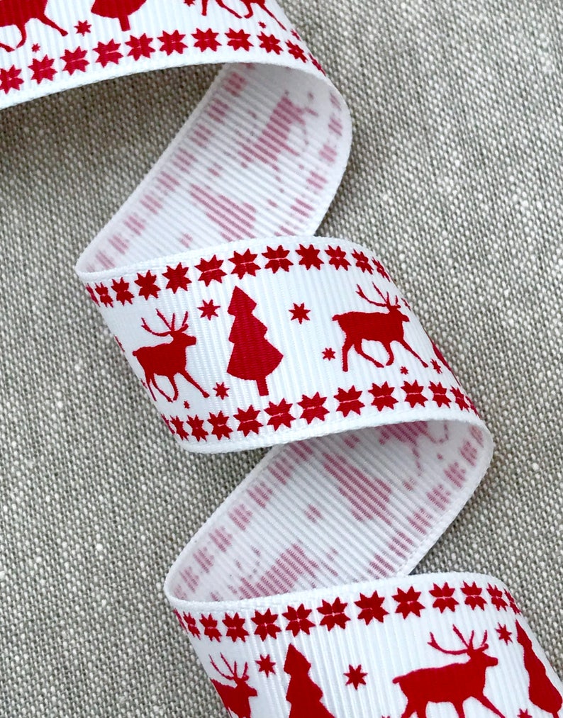 Scandinavian Christmas Ribbon Red and White Scandi Trim | Etsy
